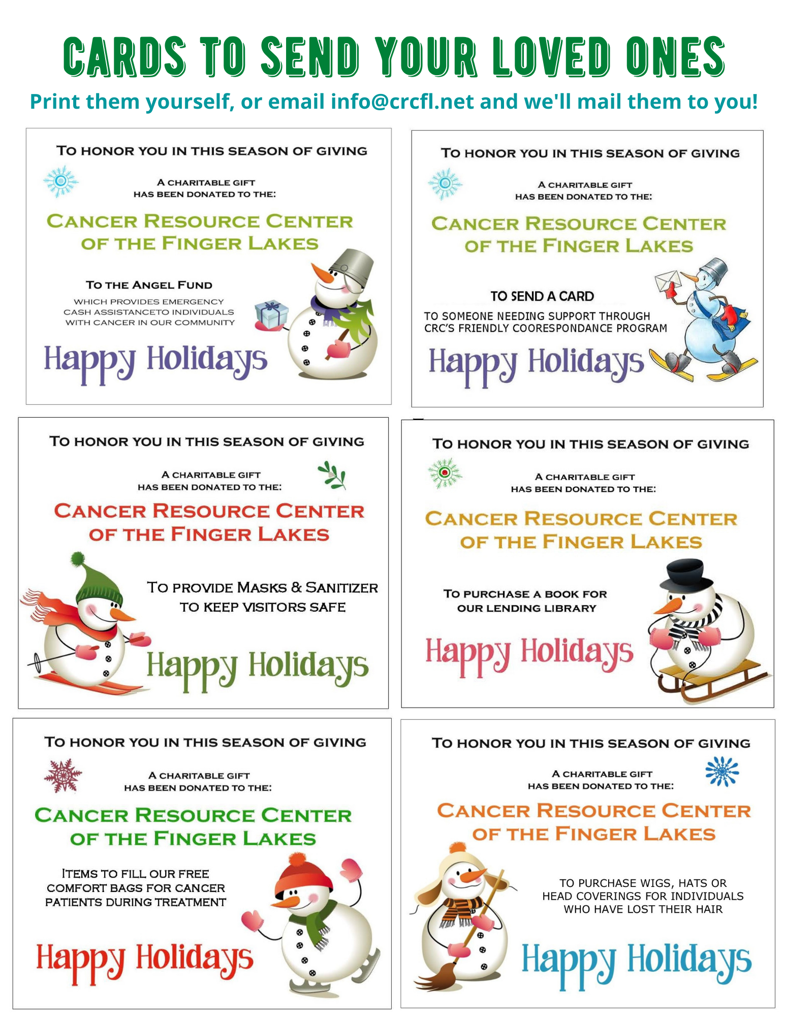 IAGF card display | Cancer Resource Center of the Finger Lakes